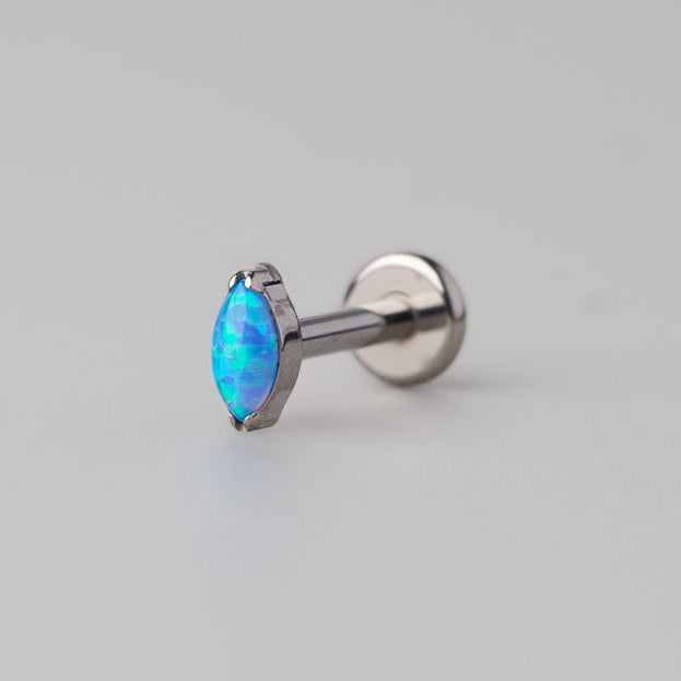 Titanium - Oval Blue Opal Labret in Silver – Camden Body Jewellery