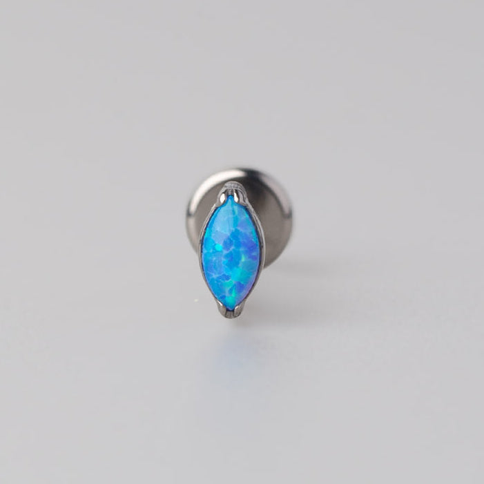 Titanium - Oval Blue Opal Labret in Silver – Camden Body Jewellery