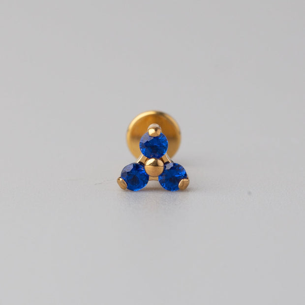 Titanium - Triple Blaze Set Trinity Blue CZ Labret in Gold – Camden ...