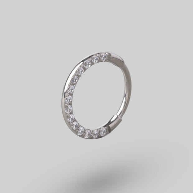 Titanium - Clicker Pin Hinged Segment Clicker Ring Front Face CZ in ...