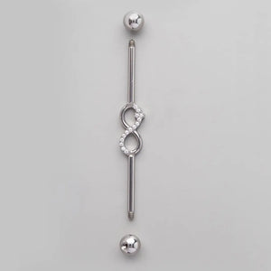 Titanium - Industrial Barbell CZ Paved Infinity Symbol in Silver ...